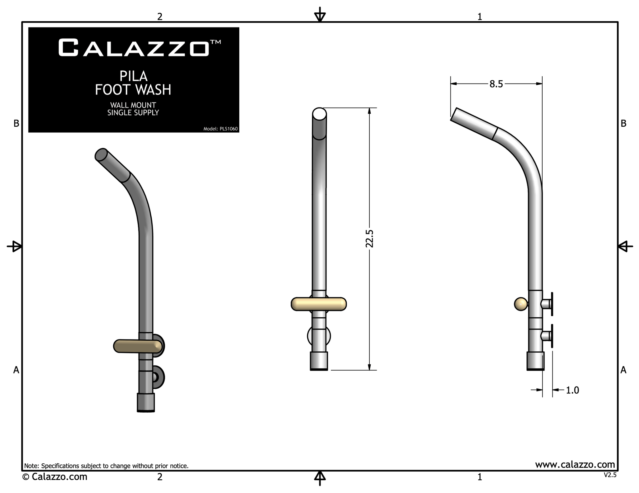 PILA Foot Wash - Wall Mount / Single Supply – Calazzo